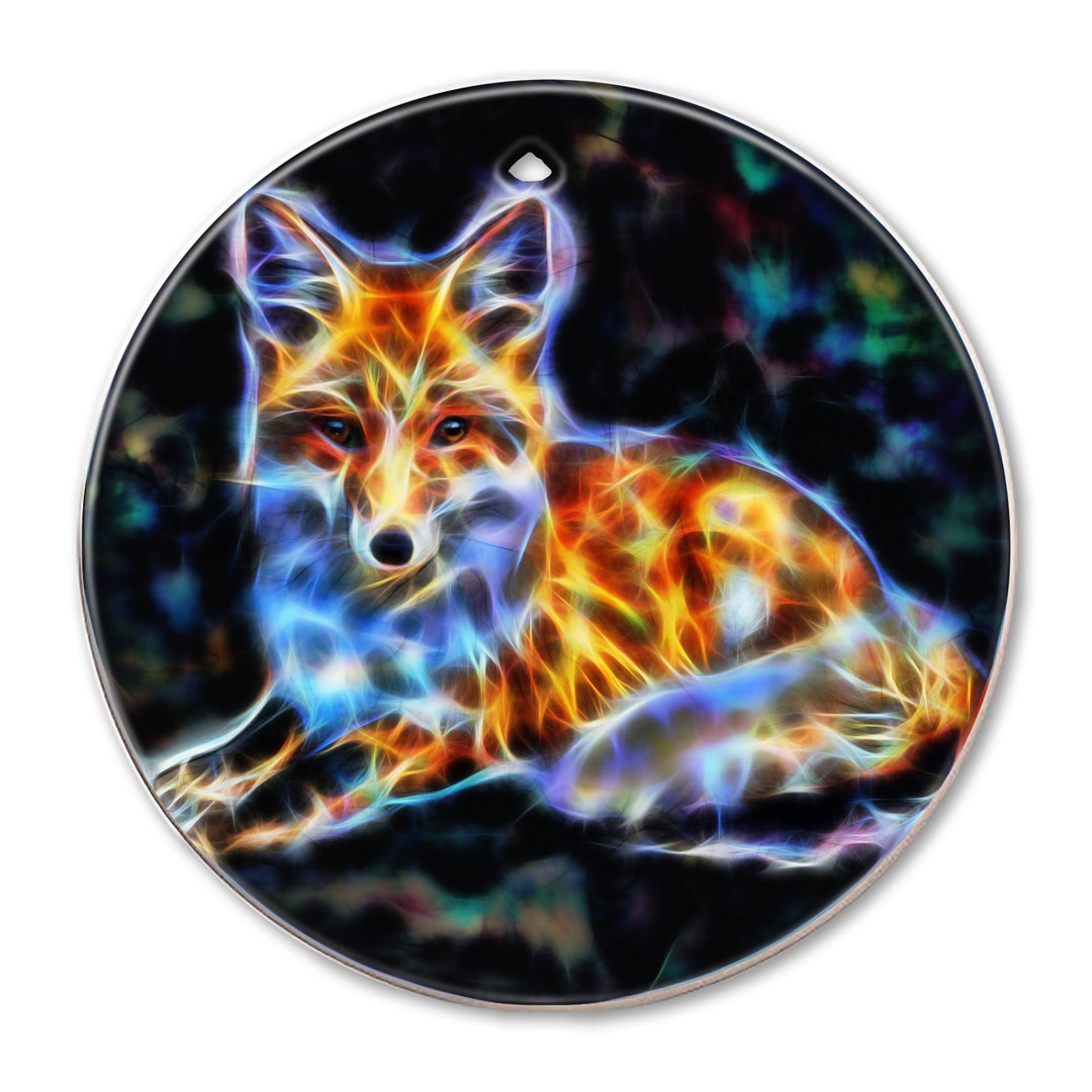 Neon Color Fox 2 Sided Ceramic Ornament - Fox - Christmas - Gifts ...