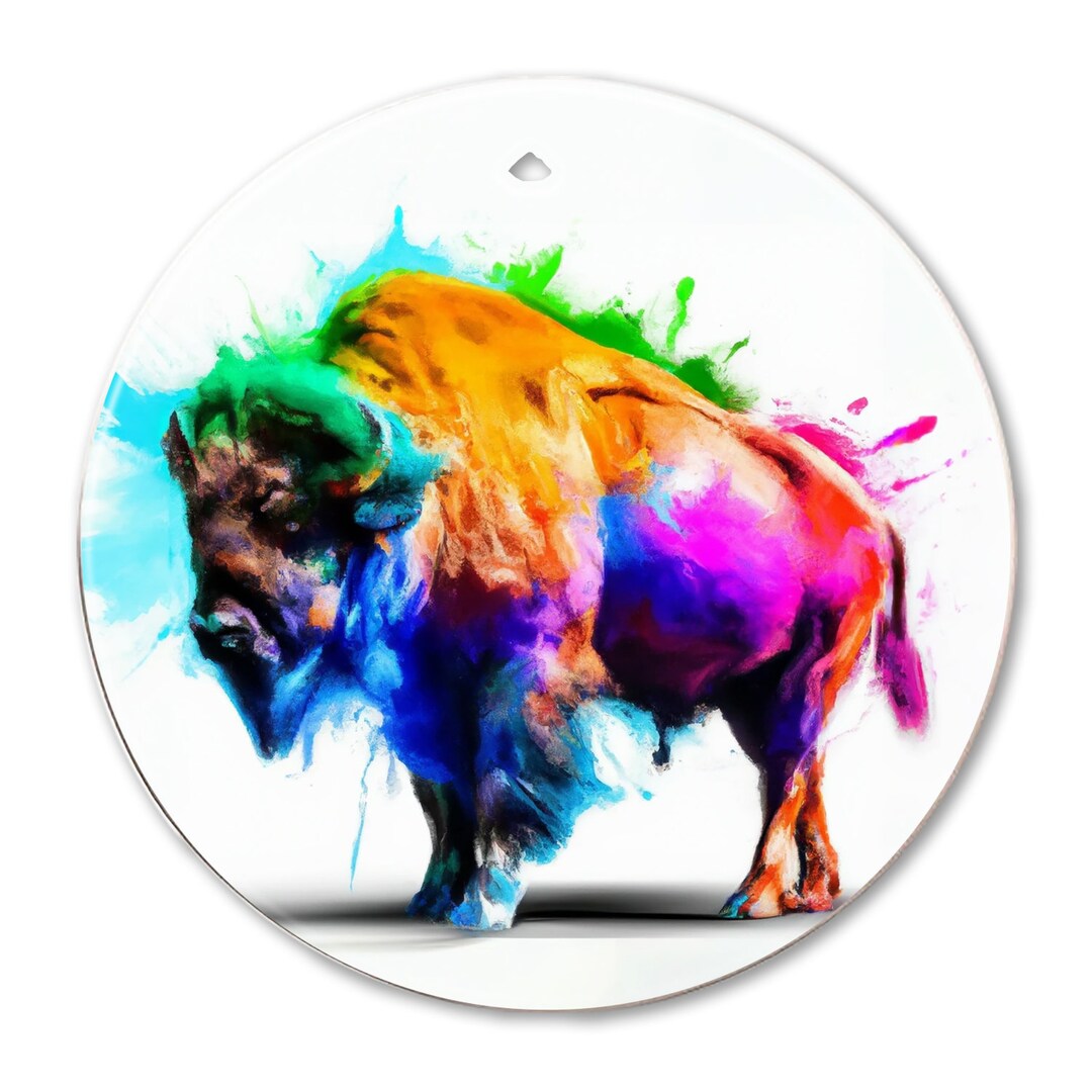 Watercolor Bison 2 Sided Ceramic Ornament - Bison - Christmas - Gifts ...