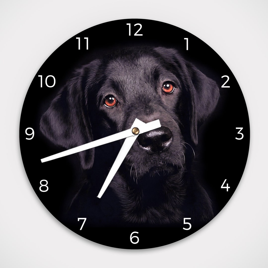 Black Lab Aluminum Round Wall Clock 8.125", or Hardboard Round Wall ...