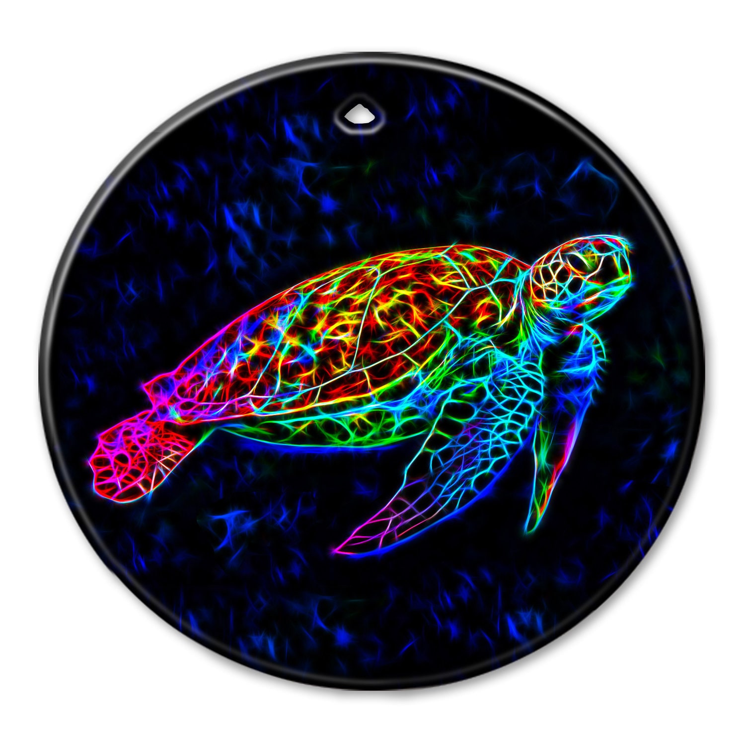 Fractal Sea Turtle 2 Sided Ceramic Ornament Tortue Noël | Etsy