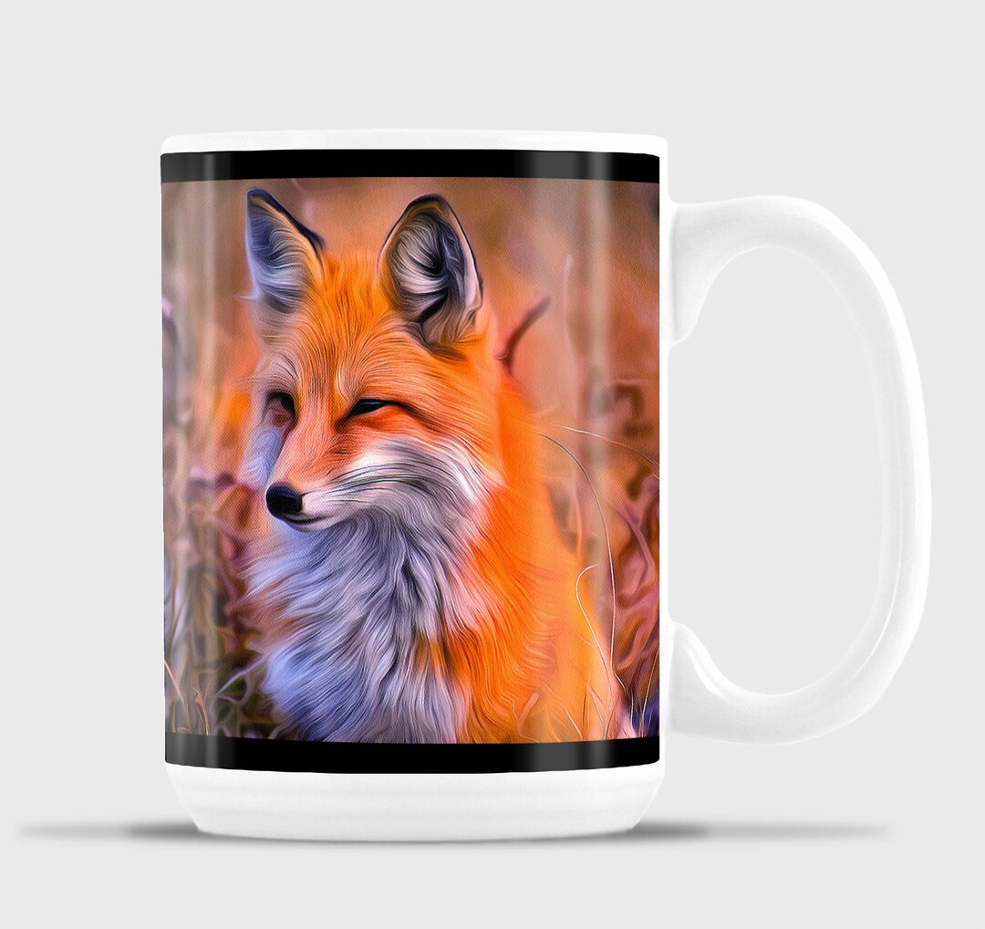 Red Foxes in Grass Mug, Stylized Art Comes in 11 or 15oz Mugs, Great ...