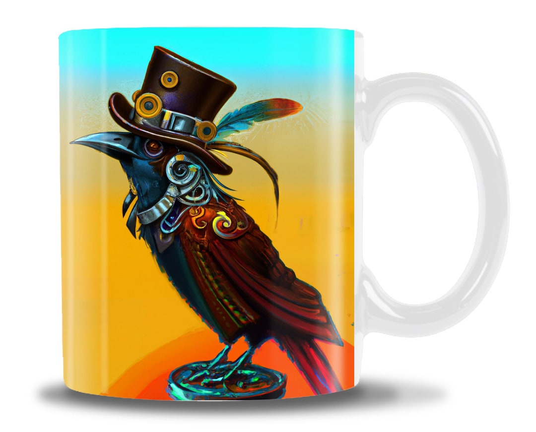 Steampunk Raven Comes in Two Sizes 11 or 15oz, Steampunk Mug - Etsy