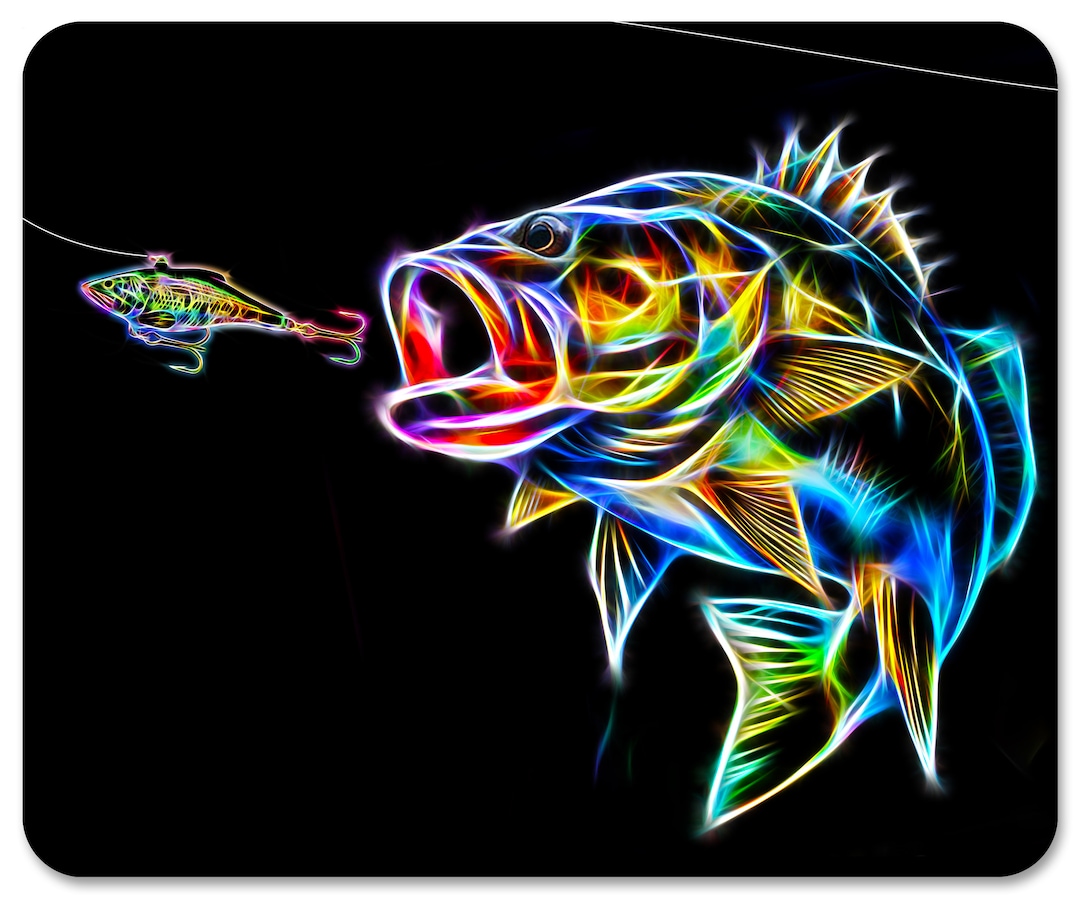 Neon Bass Mousepad - Bass - Fishing - Christmas - Gifts for Dad - Etsy