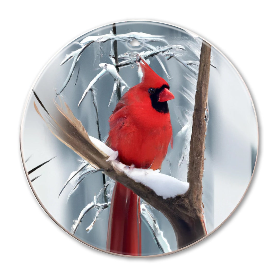 Male Cardinal 2 Sided Ceramic Ornament Red Cardinals Christmas Gifts ...