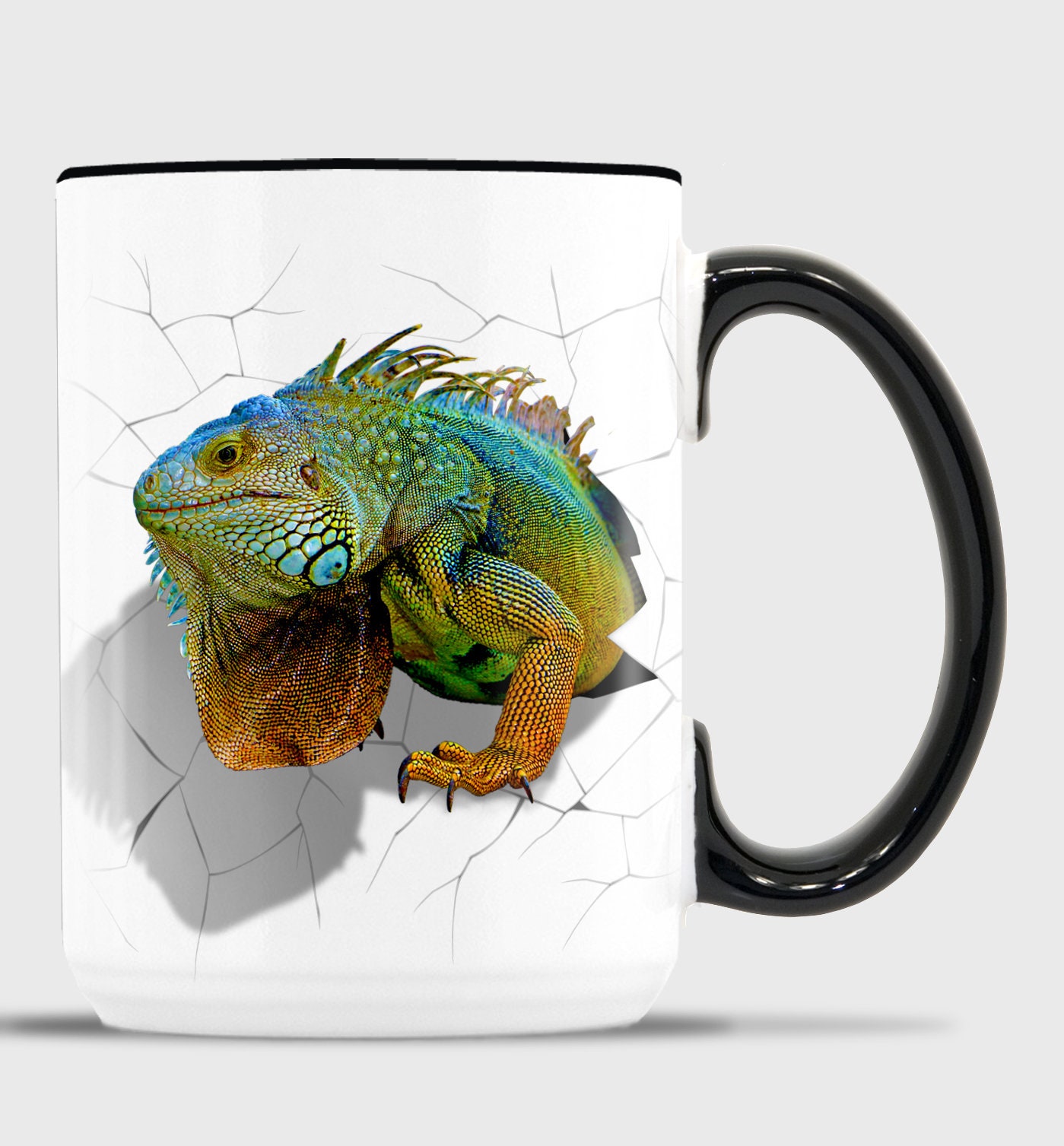 Iguana Mug, Lizard, Cracked Mug Art, Original Digital Art, Christmas ...