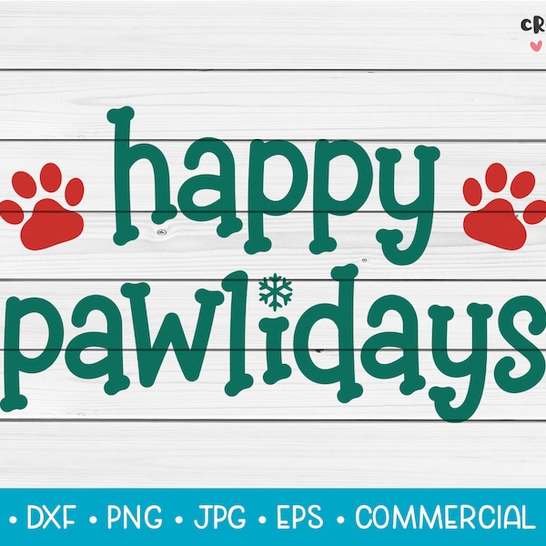 Happy Pawlidays Card Template - Etsy