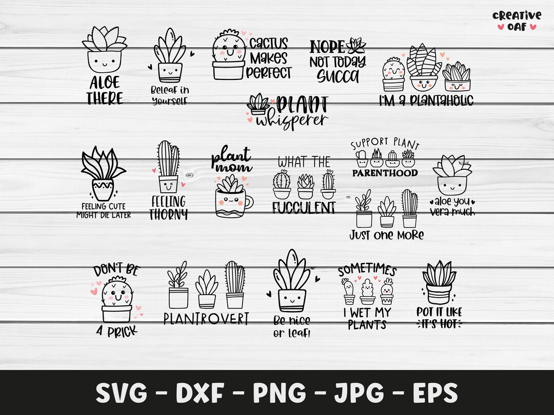 Plant SVG Bundle, Vector Cutting Files, Cute Clipart, Aloe Cactus ...