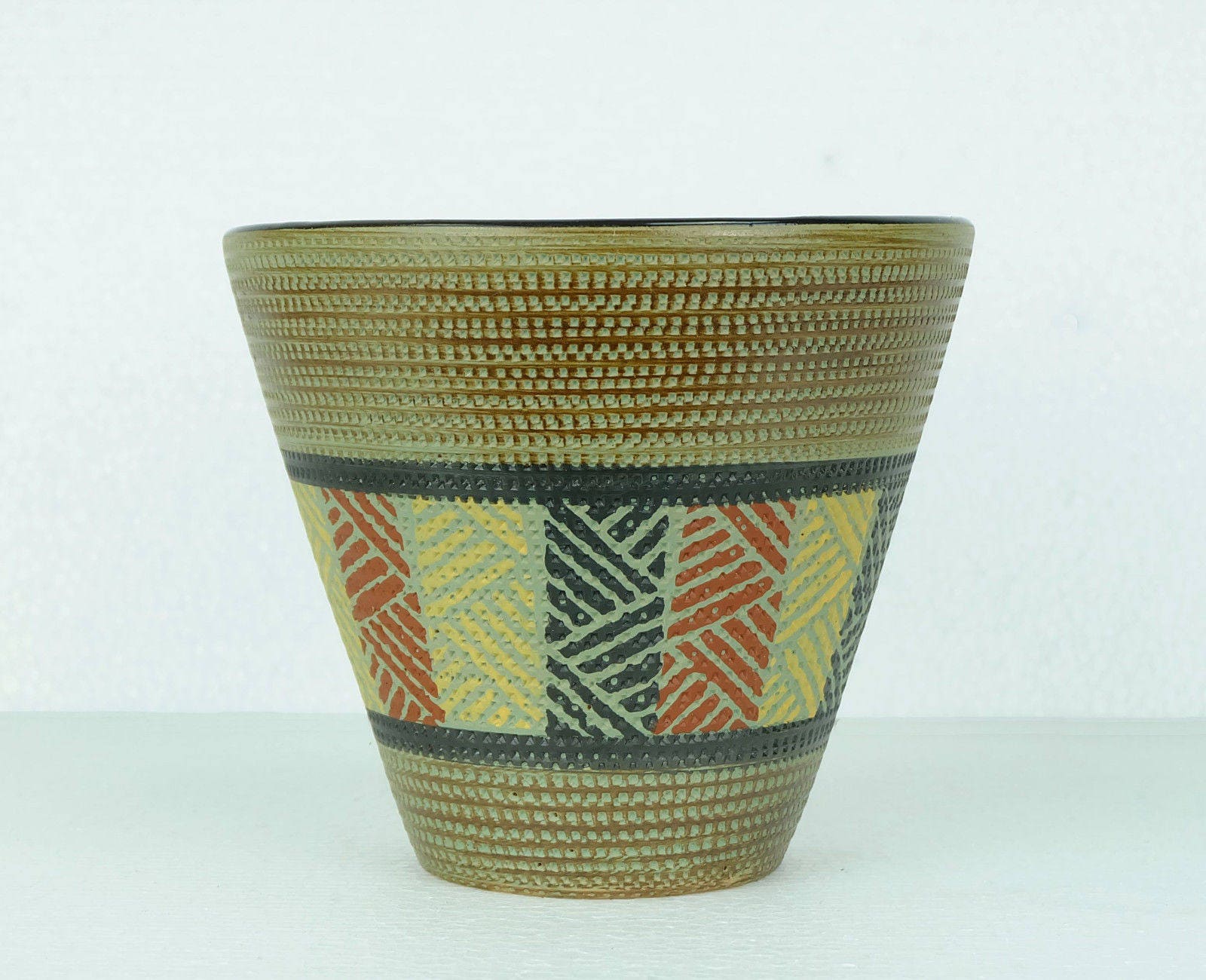 50s FLOWER POT dümler & breiden mid century sgraffito decor 791/19