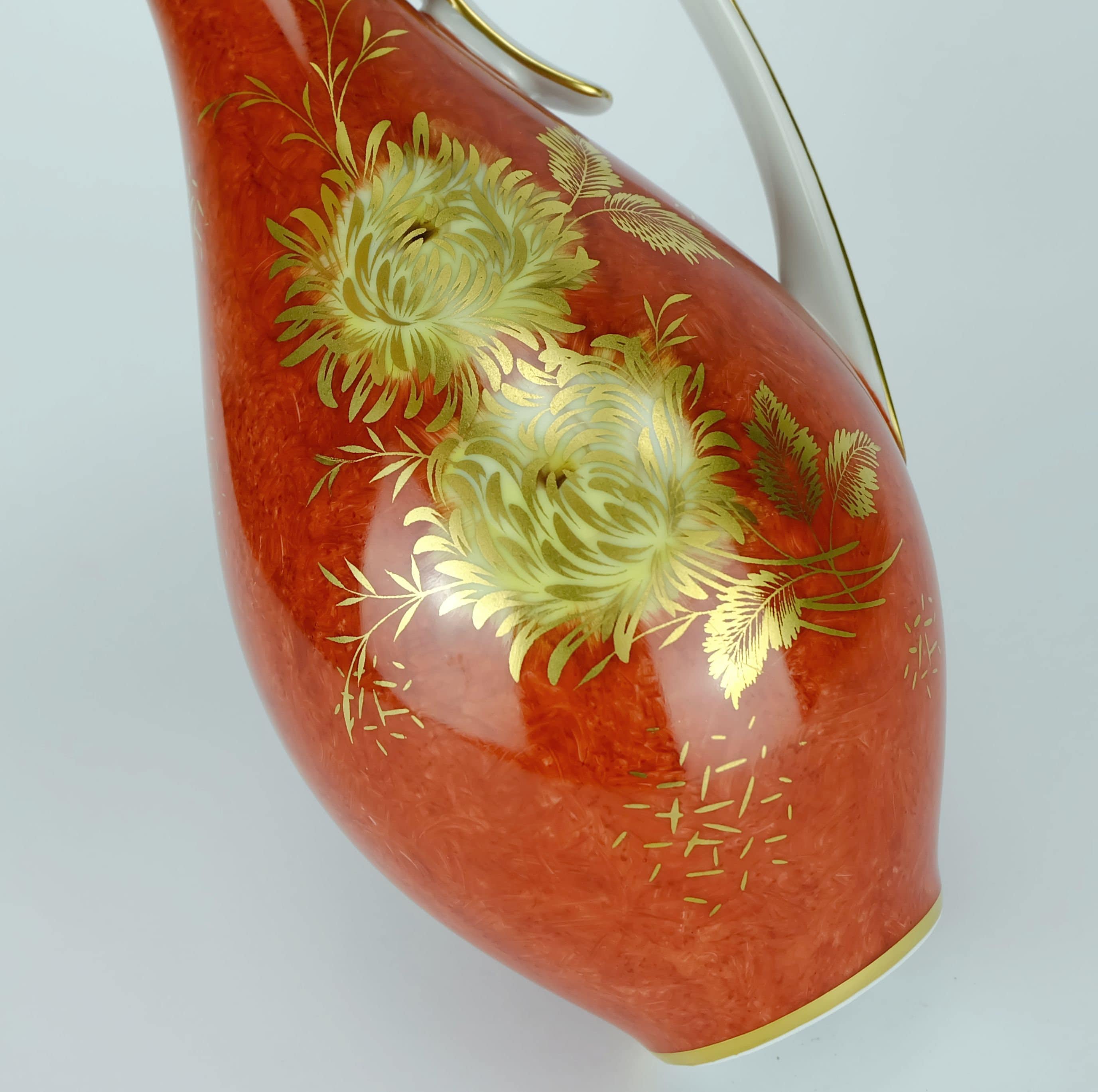 1950s VASE alka kunst alboth & kaiser porcelain orange gold flower decor