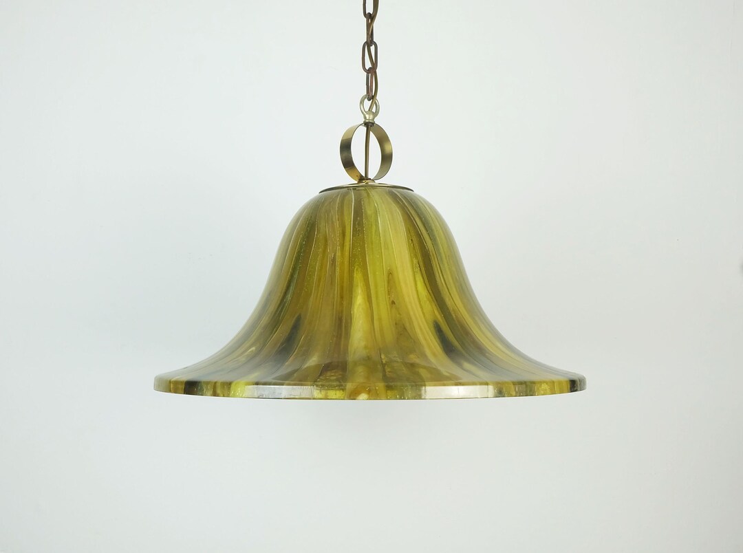Vintage PENDANT LAMP Amber Color Acrylic and Brass 1970s - Etsy