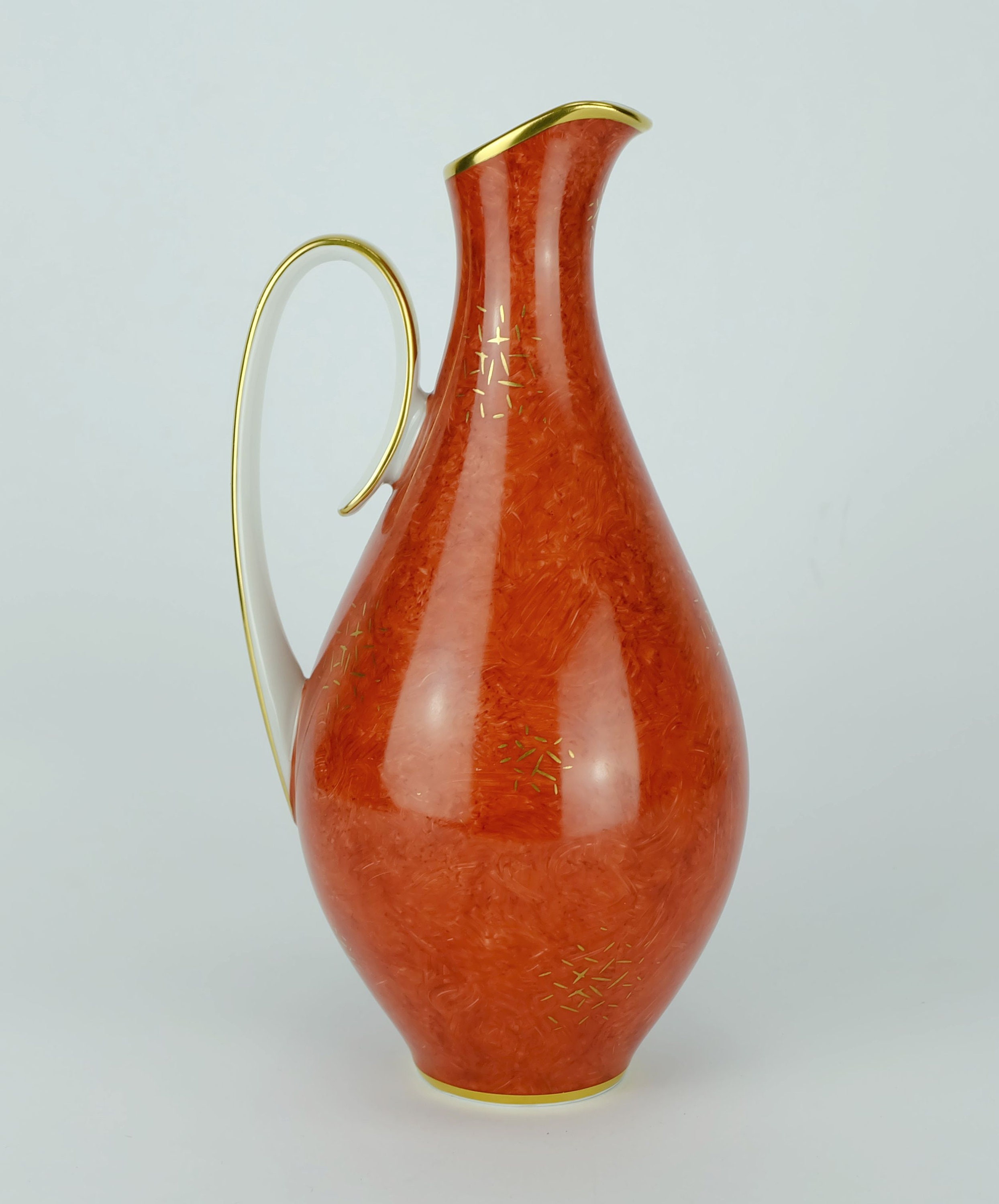 1950s VASE alka kunst alboth & kaiser porcelain orange gold flower decor