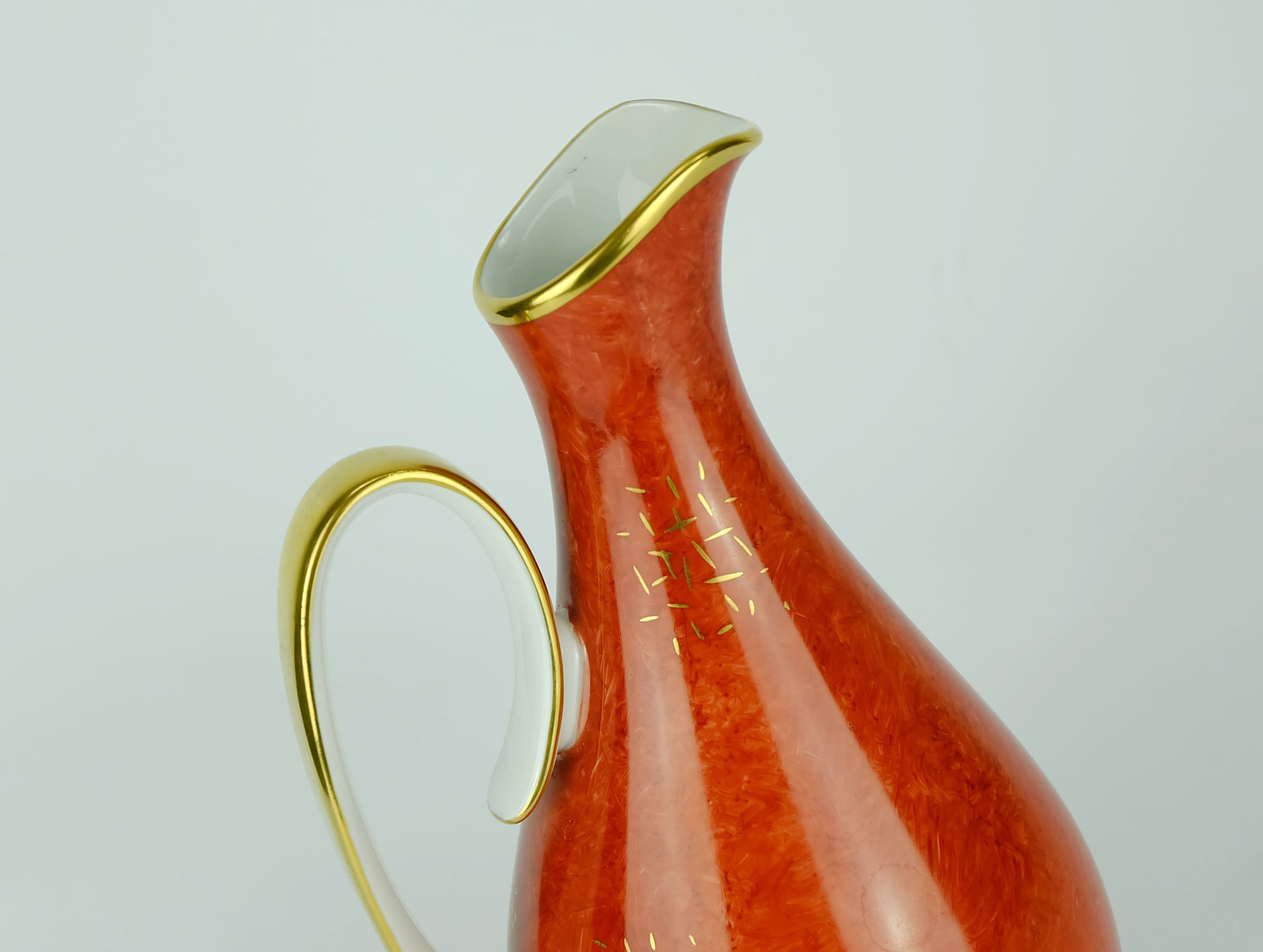 1950s VASE alka kunst alboth & kaiser porcelain orange gold flower decor