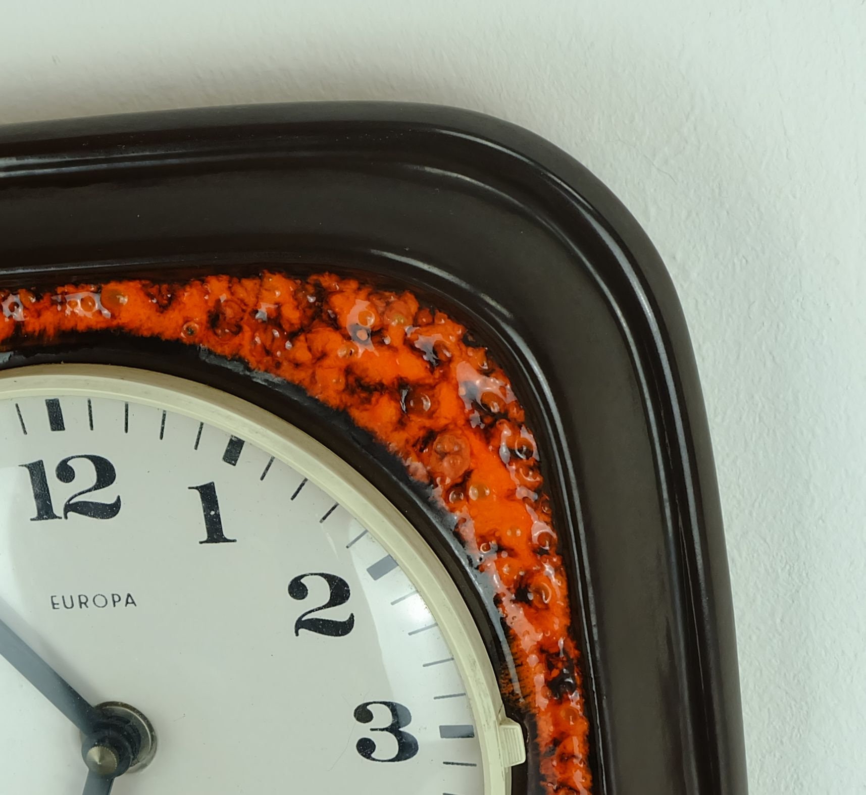 CLOCK europa elomatic germany 1960s 70s west german pottery fat lava