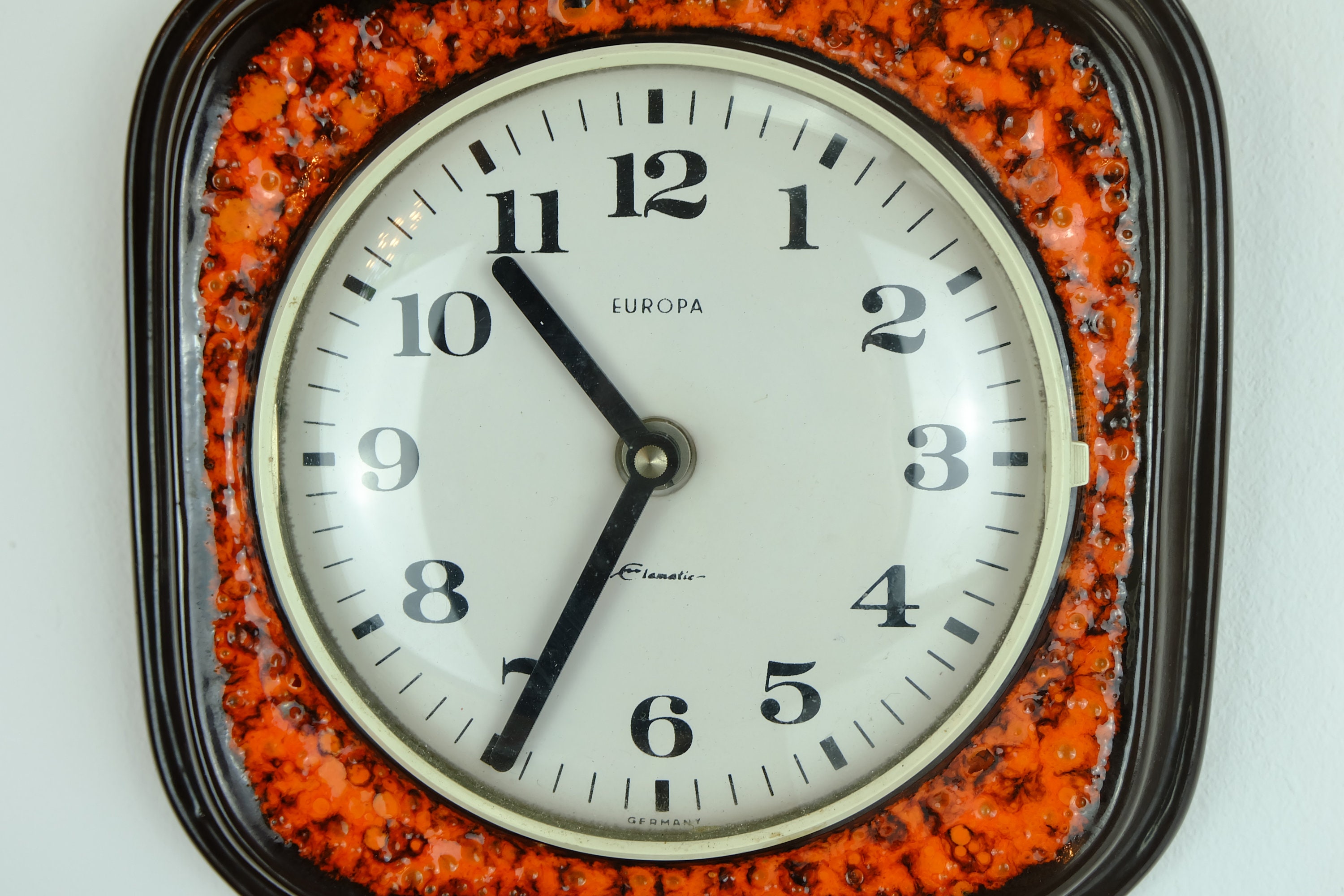 CLOCK europa elomatic germany 1960s 70s west german pottery fat lava