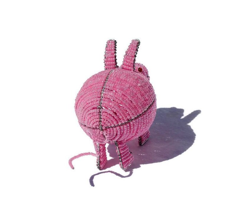 Cute Pink Beaded Pig Figurine. Unique African Handmade Gifts - Etsy