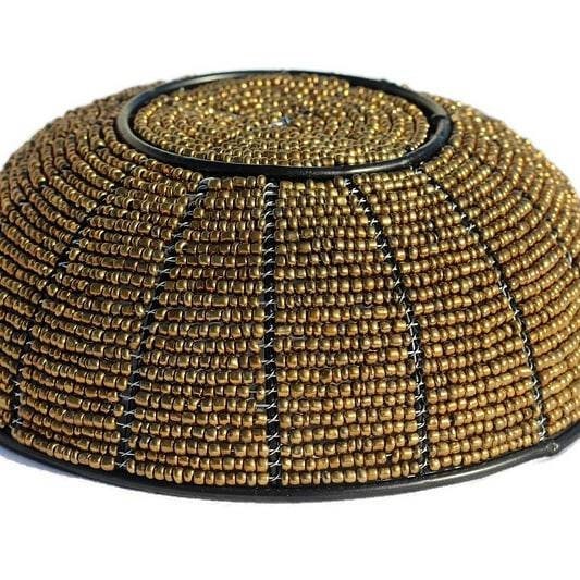 Black and Gold Beaded Wire Frame Fruit Bowl. More Colors | Etsy