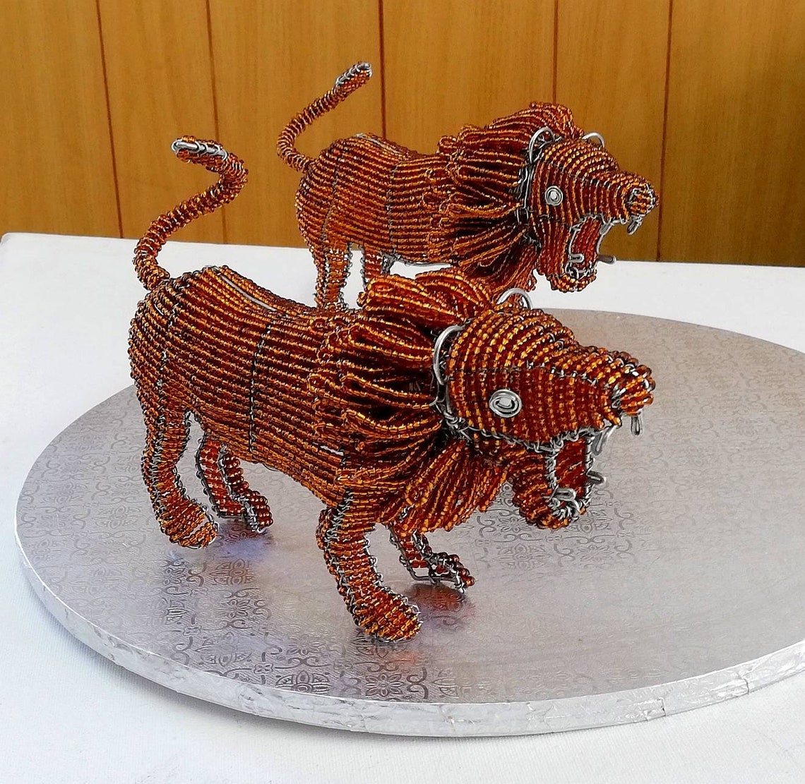 Male Lion Beads and Wire Animal Sculpture. King of Jungle - Etsy