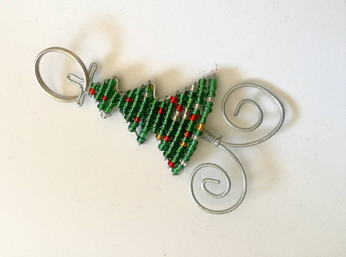 Set of Beaded Christmas Tree Ornaments. Beautiful Zipper - Etsy