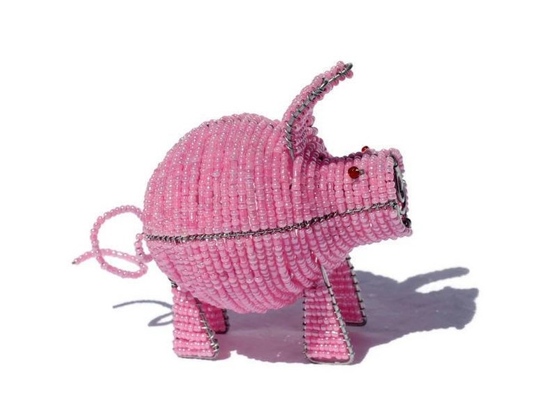 Cute Pink Beaded Pig Figurine. Unique African Handmade Gifts - Etsy