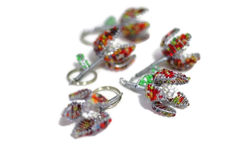 Beaded Protea Flower Keychains, Handmade African Art, Set of 5 - Etsy
