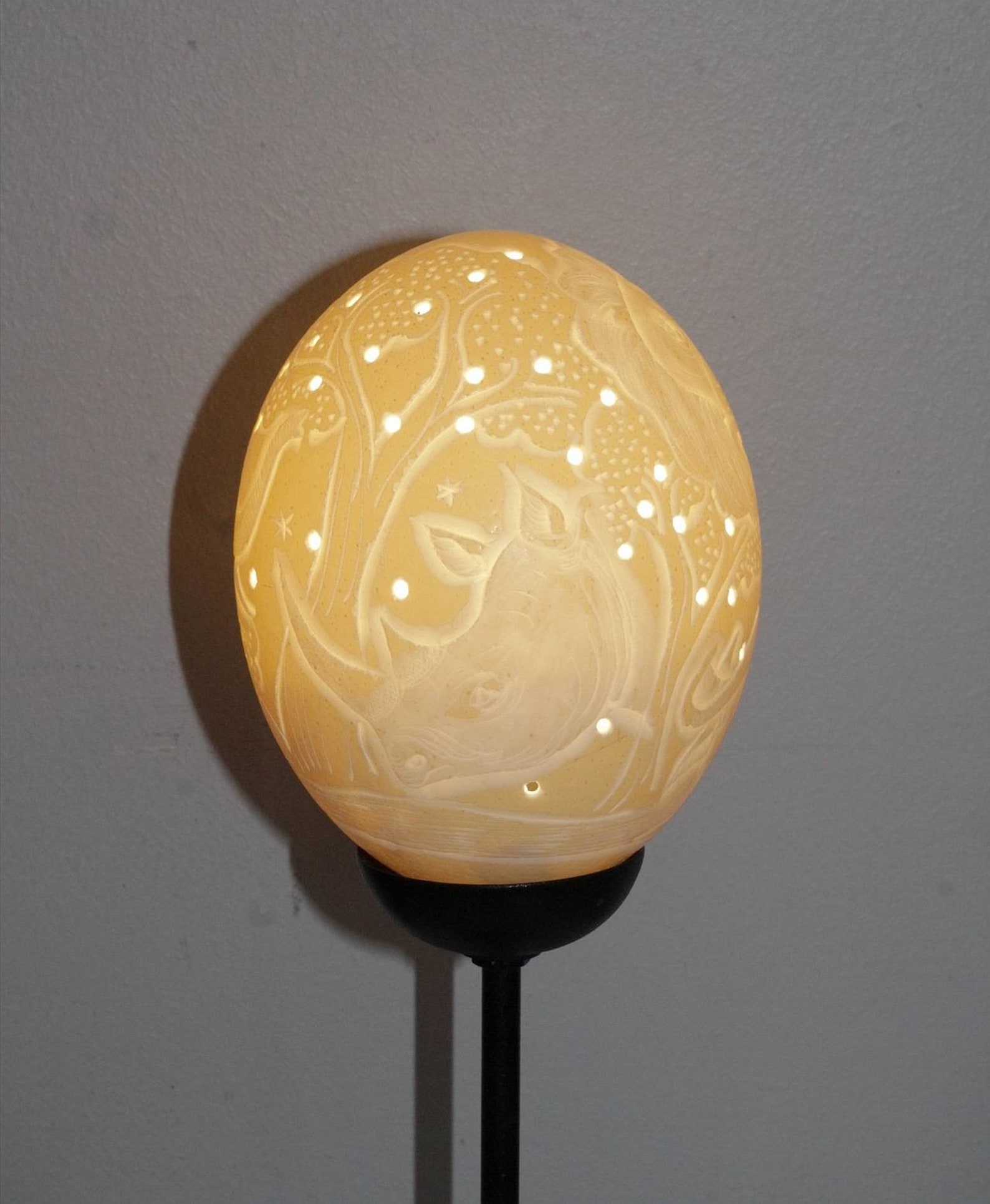 Carved Ostrich Egg Shell Big Five Lamp Shade. - Etsy