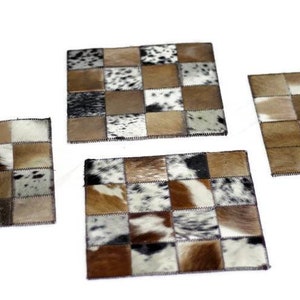 Square Nguni Cow Hide Patchwork Placemats. Each mat made of 16 | Etsy