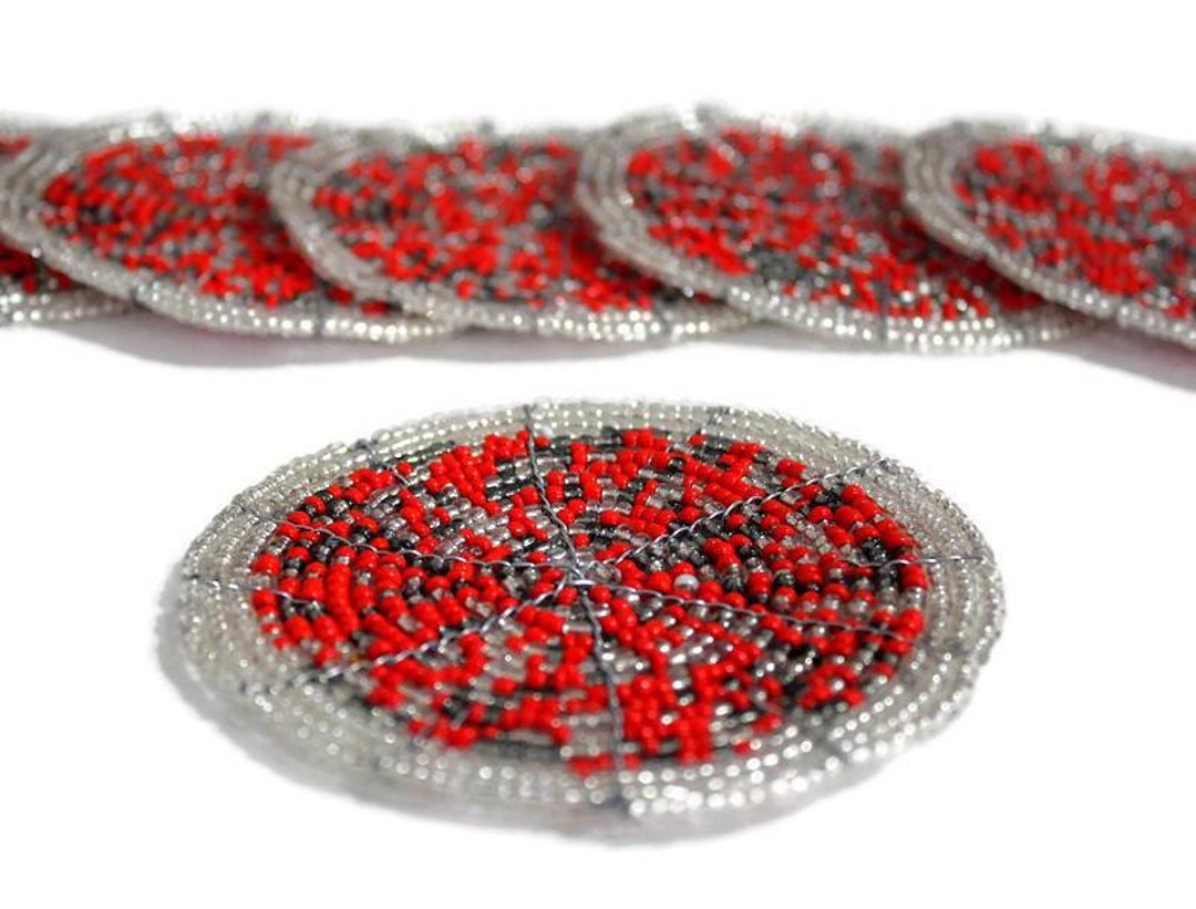 Handmade Beaded Coasters, South African Decor, Set of 6 - Etsy