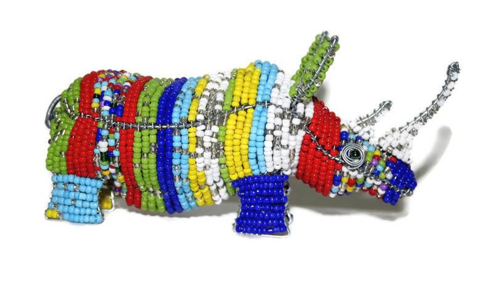 Mixed Colors Beads and Wire Rhino Sculpture. Unique African - Etsy