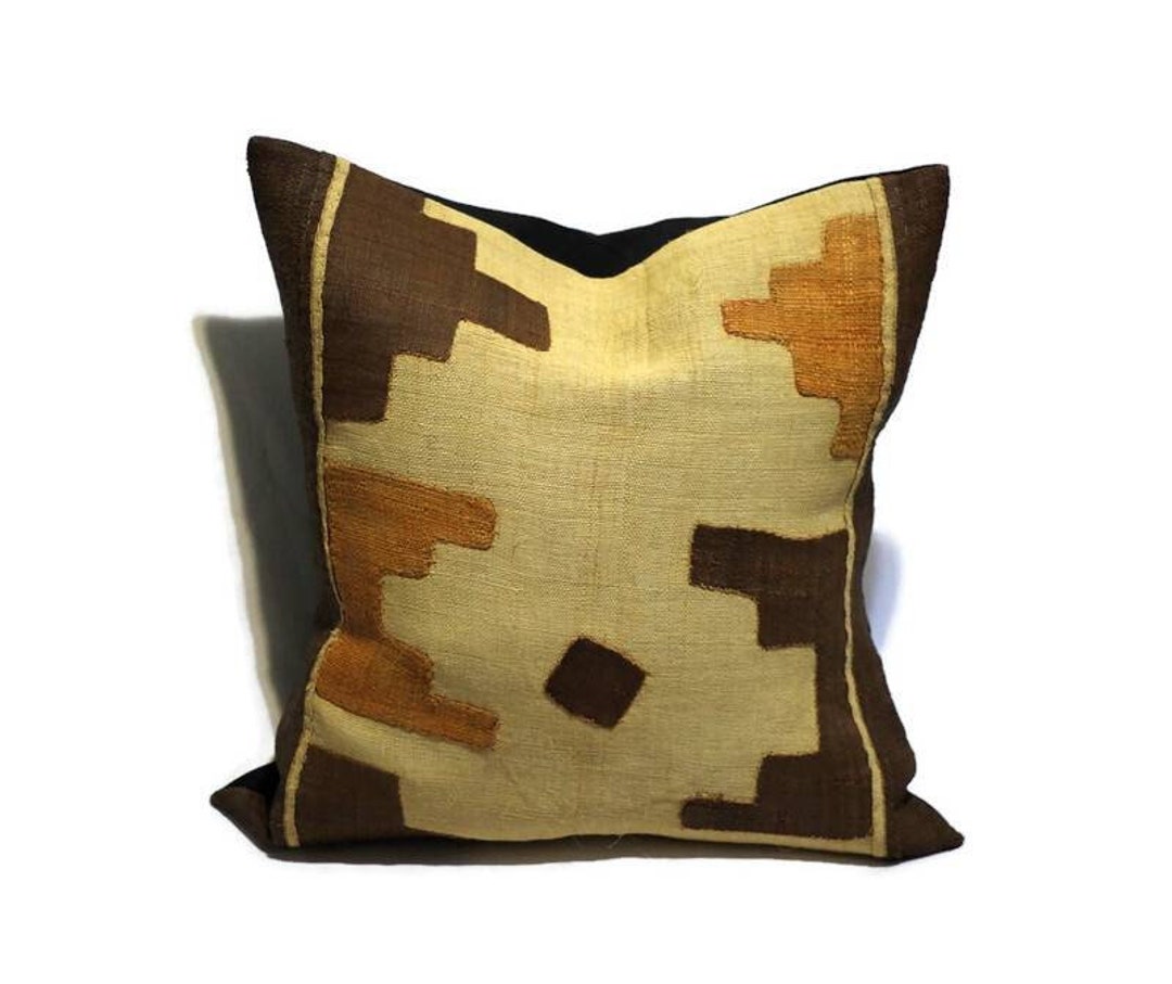 Authentic Congo Kuba Cloth Pillow Cover, Raffia Fiber, African Decor ...