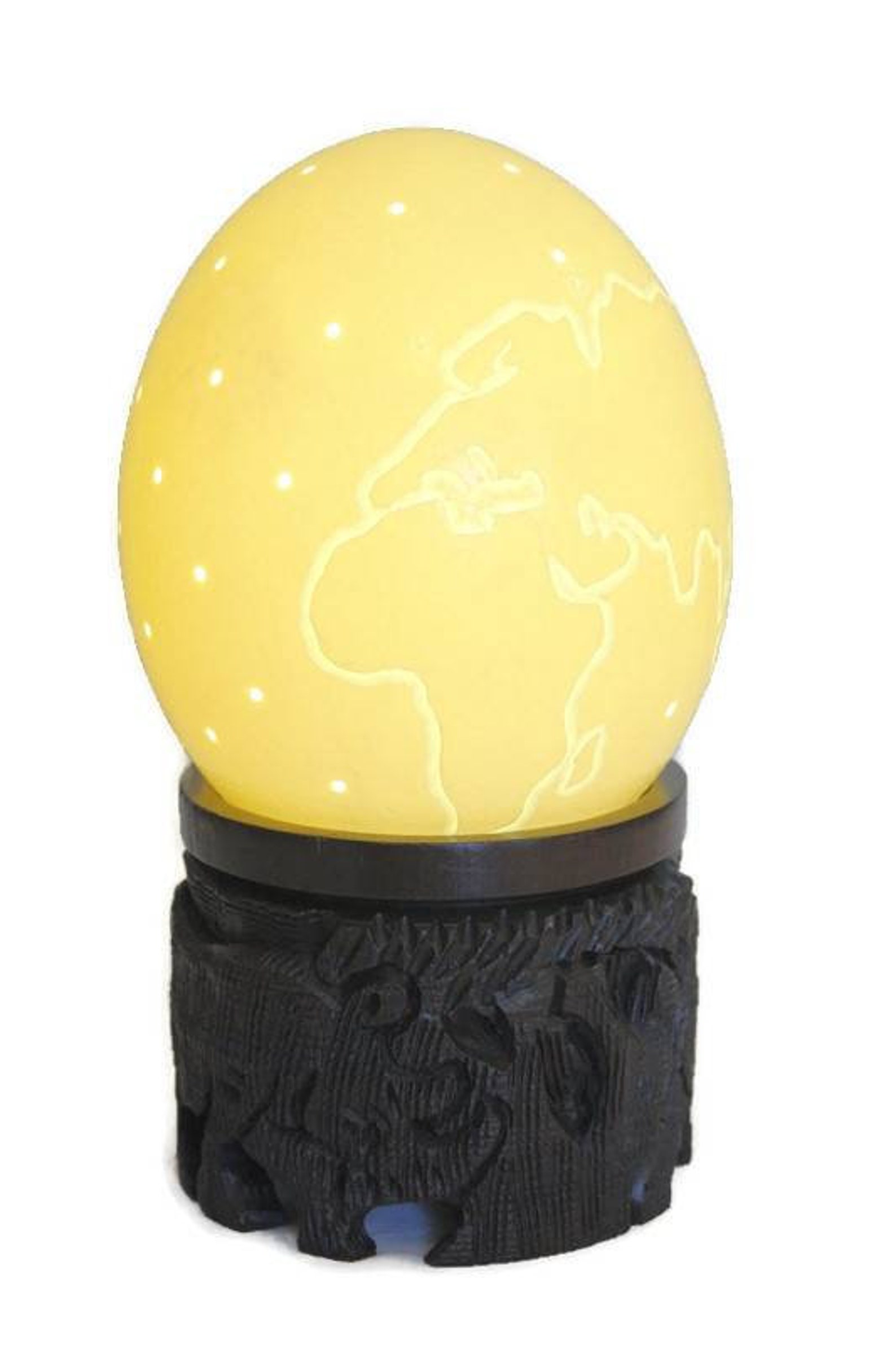 Ostrich Egg World Map Lamp: Beaded Stand, Home Lighting - Etsy