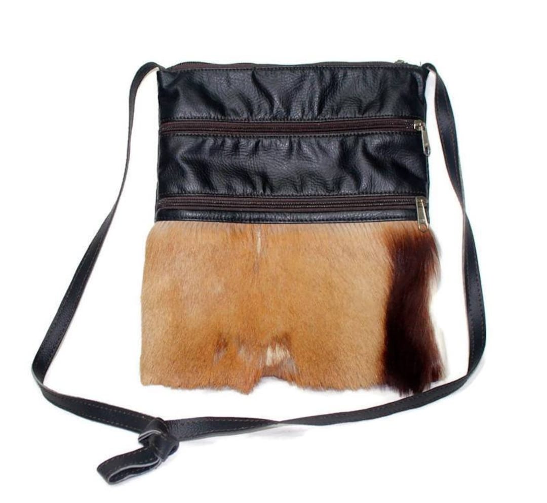 Springbok Fur Crossbody Bag, Leather Accents, African Gift (30x25cm) - Etsy