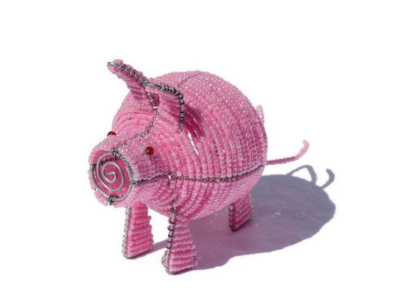 Cute Pink Beaded Pig Figurine. Unique African Handmade Gifts - Etsy