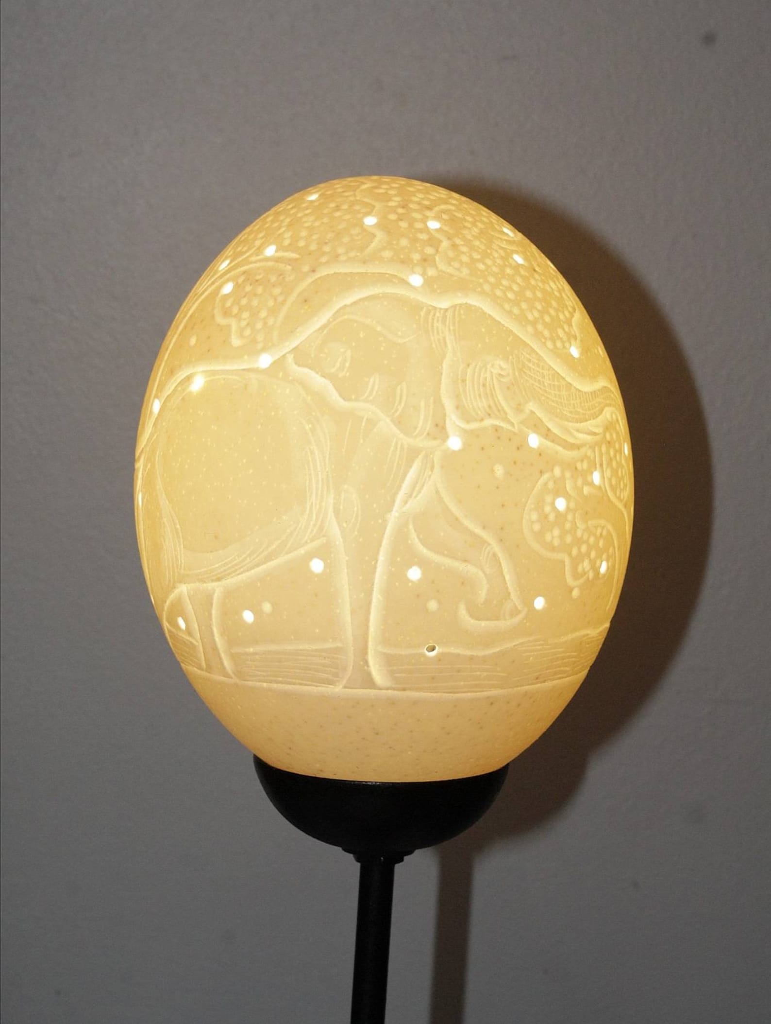 Carved Ostrich Egg Lighting Ostrich Egg Lamp Handmade - Etsy
