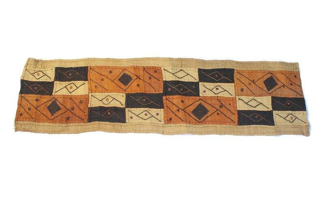 Authentic Congo Kuba Cloth Table Runner Fabric. Vintage Rafia - Etsy