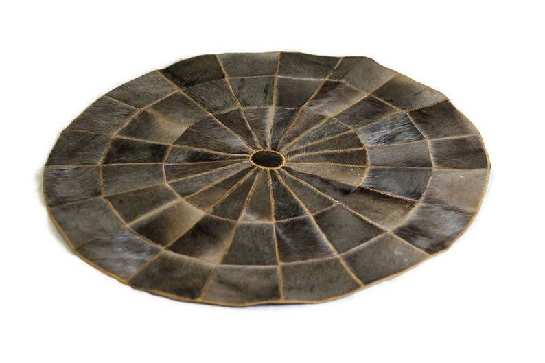 32 Inch Wildebeest Hide Patchwork Rug. Authentic Dark Leather - Etsy