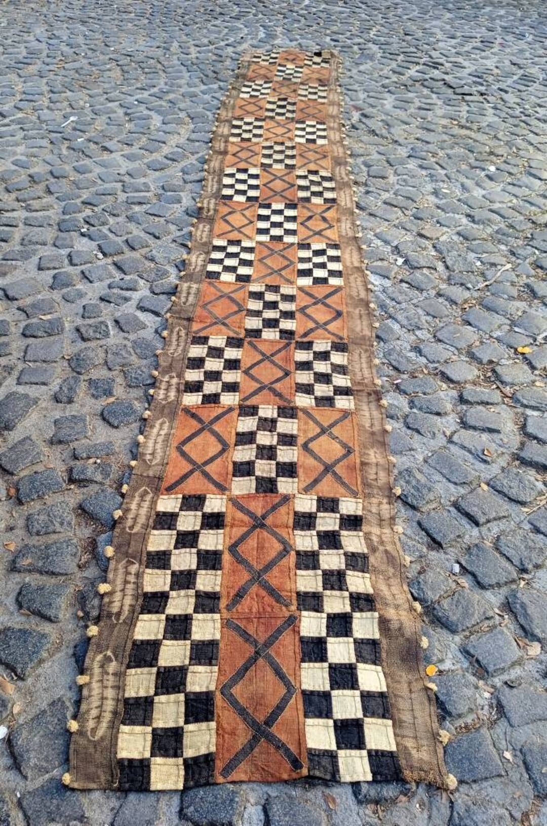 Extra Large Vintage Kuba Cloth, Rafia Palm Fiber Textile, African Decor ...