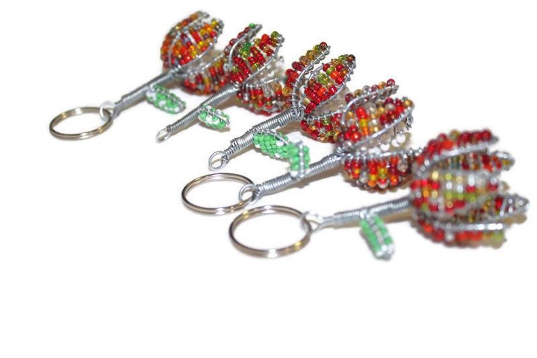 Beaded Protea Flower Keychains, Handmade African Art, Set of 5 - Etsy