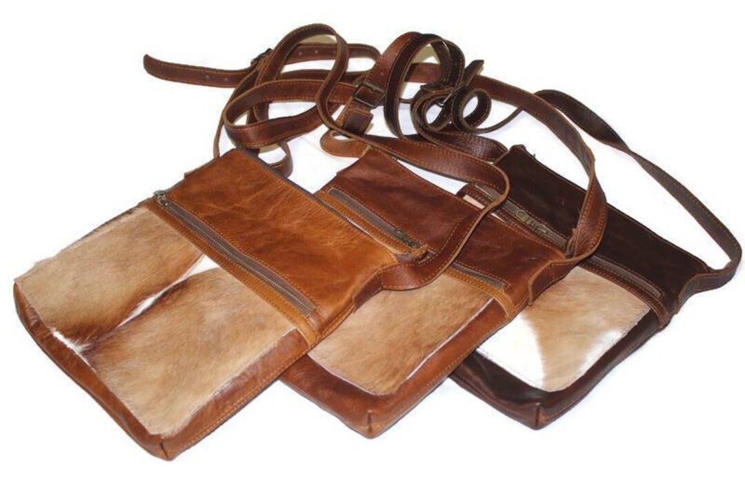 Springbok/antelope and Nguni Cow Leather Slingbag. Light/dark Brown ...