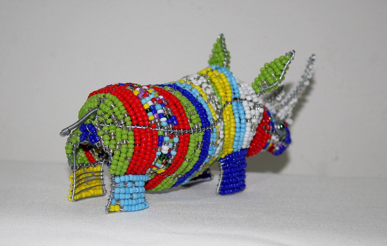 Mixed Colors Beads and Wire Rhino Sculpture. Unique African - Etsy