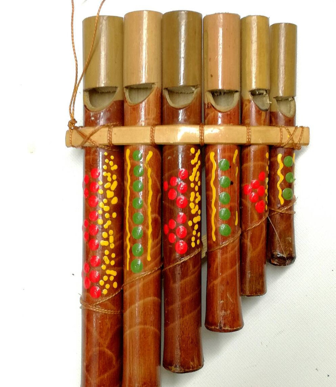 Bamboo Pan Flute Musical Wind Instruments. 6 Pipes Sound Original ...