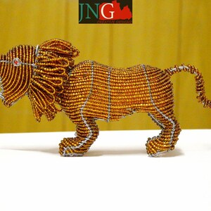 Male Lion Beads and Wire Animal Sculpture. King of Jungle Table Decor ...