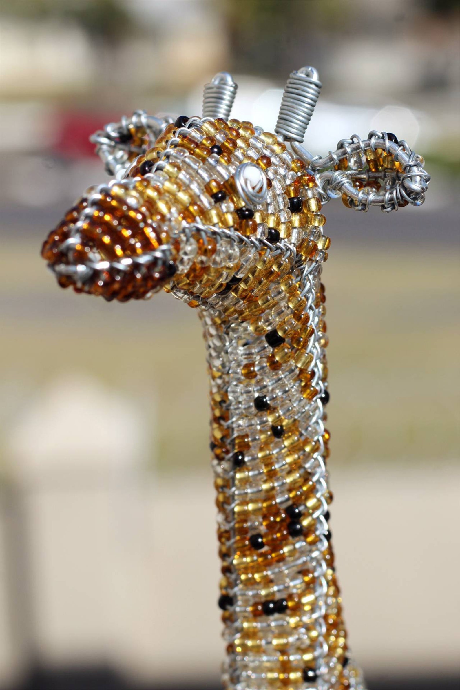 Tall Standing Gold and Brown 3D Beaded Giraffe. African - Etsy