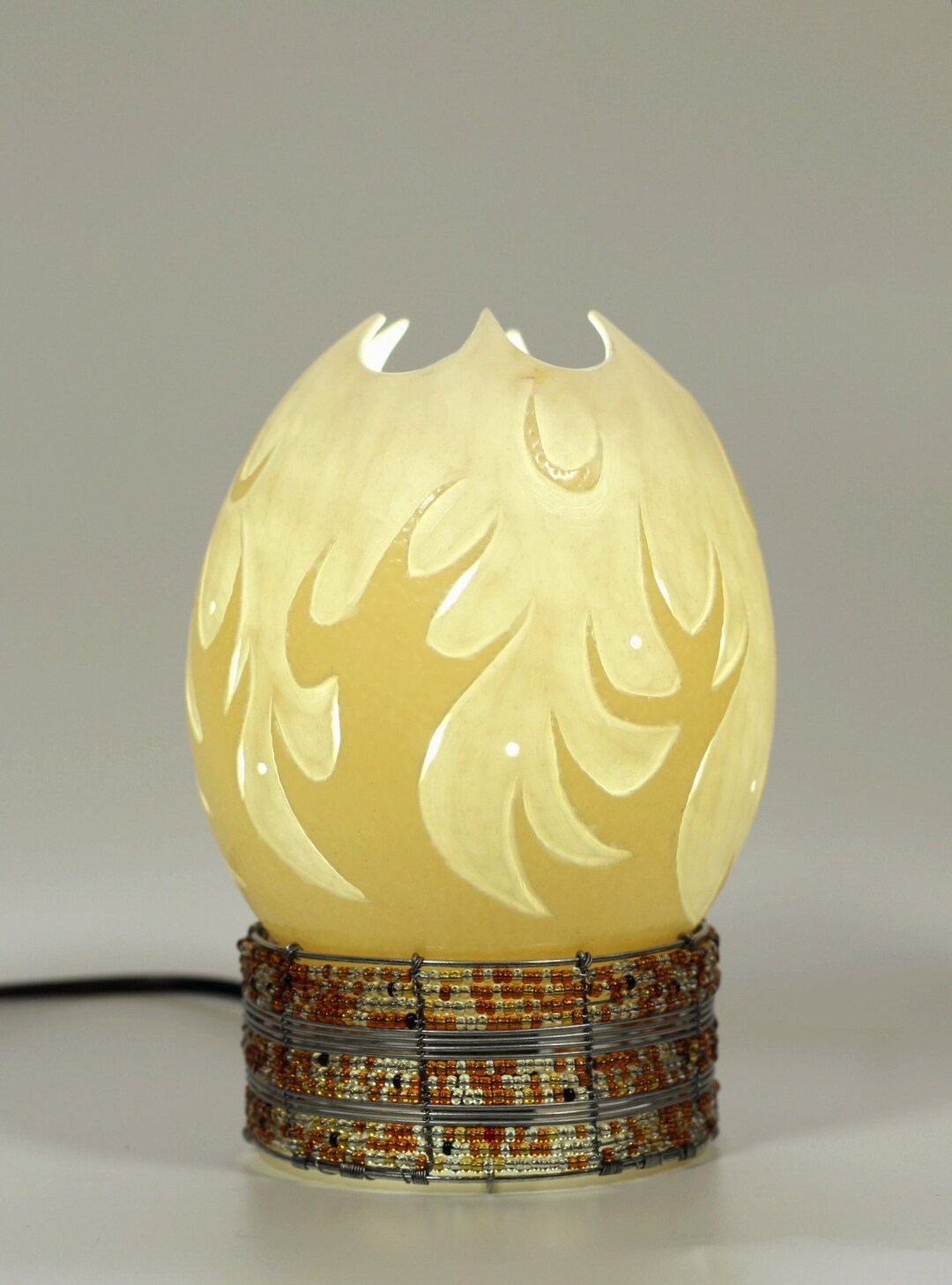Flame Ostrich Egg Shell Lampshade, African Decor - Etsy