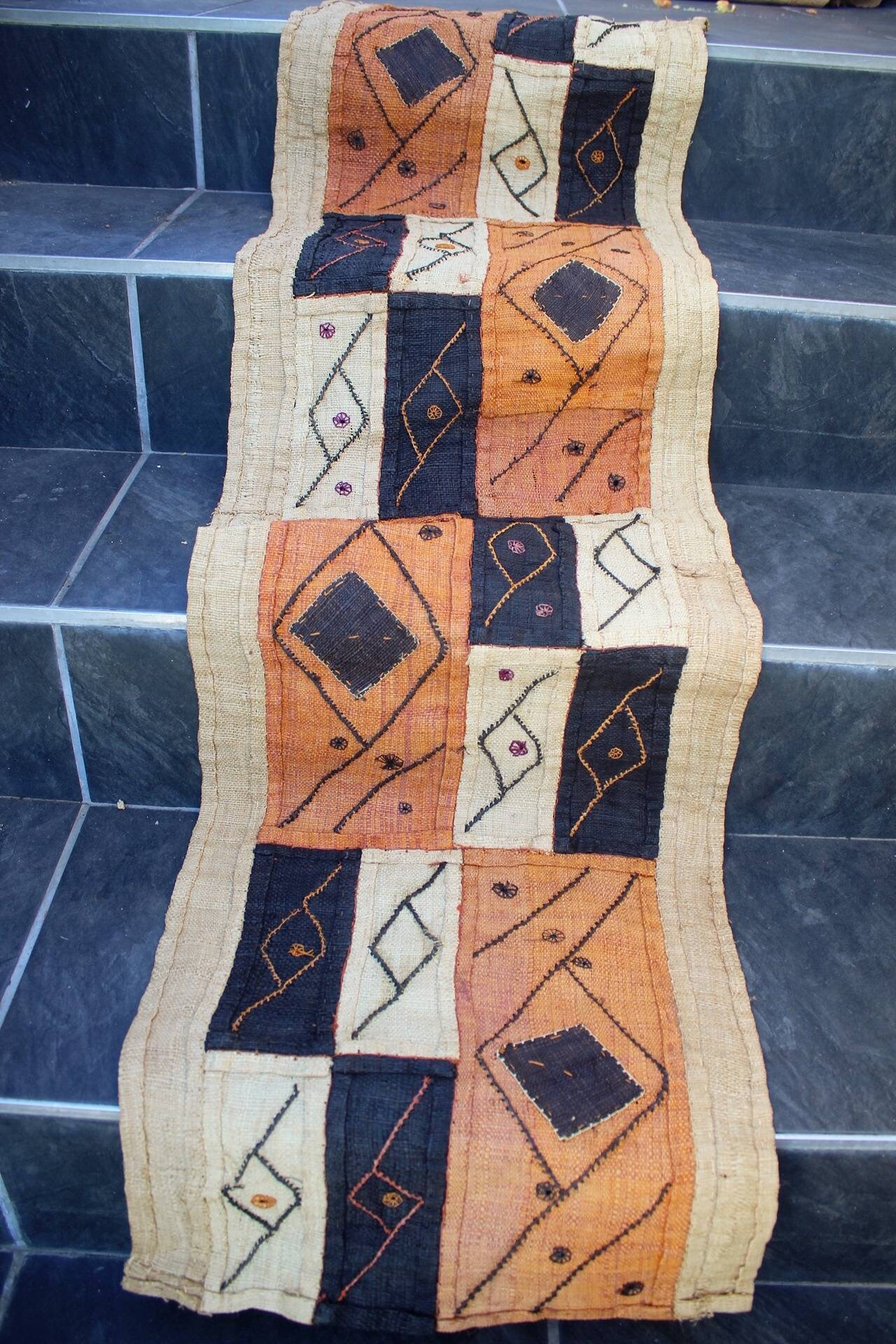 Authentic Congo Kuba Cloth Table Runner Fabric. Vintage Rafia - Etsy