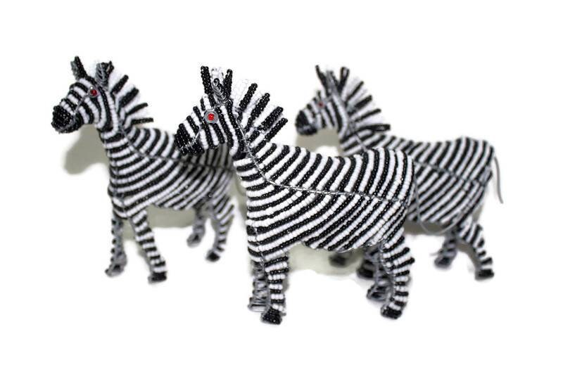 Set of Beaded Zebra wire figurines. Black & White Zebra | Etsy