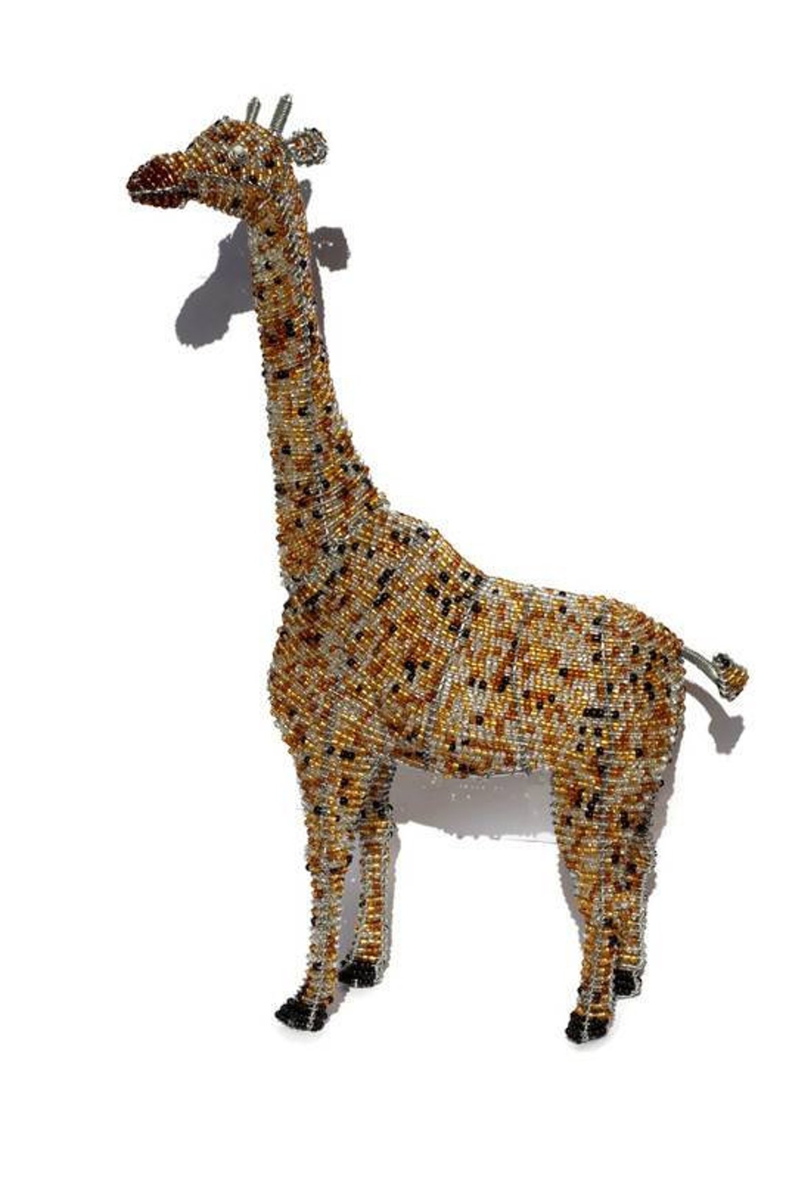 Tall Standing Gold and Brown 3D Beaded Giraffe. African - Etsy