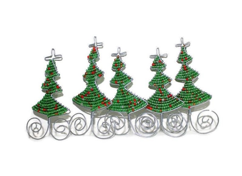 Set of Beaded Christmas Tree Ornaments. Beautiful Zipper - Etsy