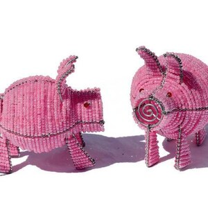 Cute Pink Beaded Pig Figurine. Unique African Handmade Gifts Ready to ...