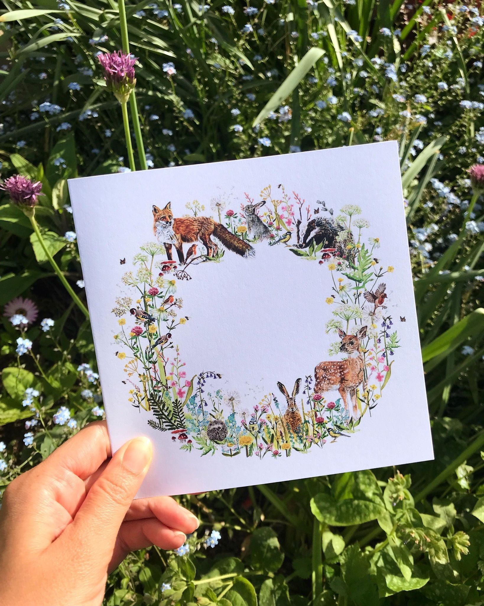 Woodland Animal Card, Wild Flower Printed Greetings Card, Girls ...