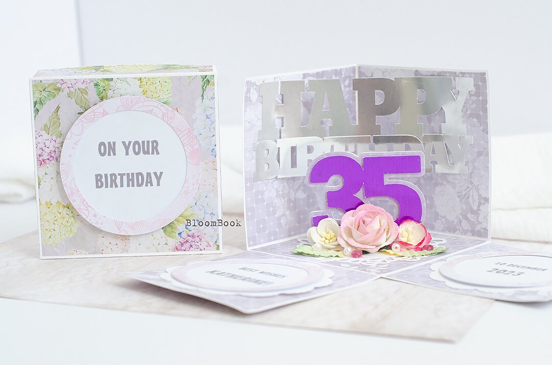 Exploding Box Birthday, Explosion Box, Anniversary, Floral Card, Pop up ...